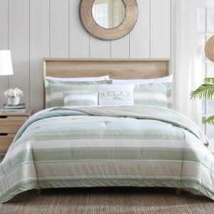 Tommy Bahama - King Comforter Set, Reversible Cotton Bedding with Matching Shams & Bonus Throw Pillows, All Season Home Decor (Serenity Green, King)