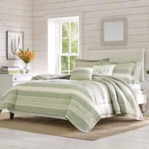 Tommy Bahama - King Comforter Set, Reversible Cotton Bedding with Matching Shams & Bonus Throw Pillows, All Season Home Decor (Serenity Green, King)