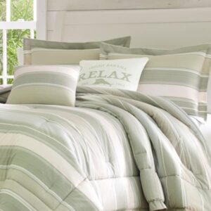 Tommy Bahama - King Comforter Set, Reversible Cotton Bedding with Matching Shams & Bonus Throw Pillows, All Season Home Decor (Serenity Green, King)