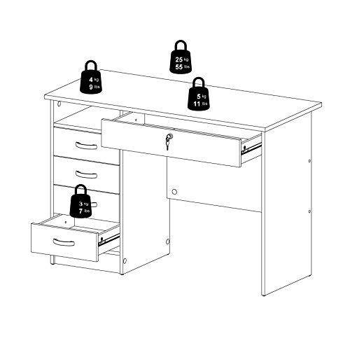 Tvilum Desk with 5 Drawers, White