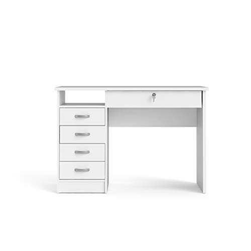 Tvilum Desk with 5 Drawers, White