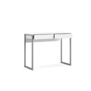 Tvilum 2 Drawer Desk, White High Gloss