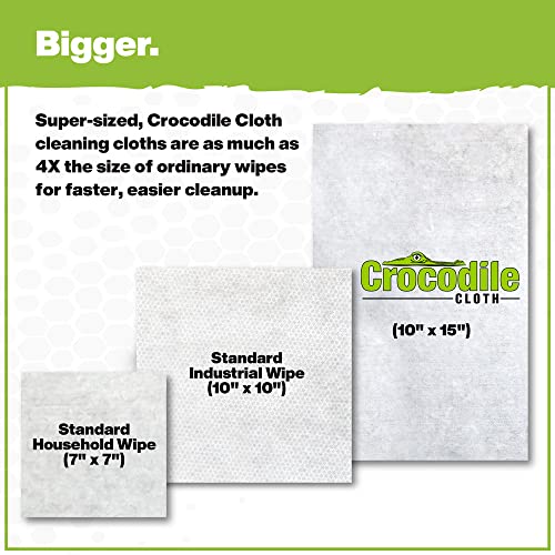 Crocodile Cloth Auto Cleaning Wipes - Clean Up Grease, Oil, and Adhesives on Hands, Tools, Parts, and More - 100 Large Disposable Wet Wipes for your Car. Safe on Face, Hands & Skin.