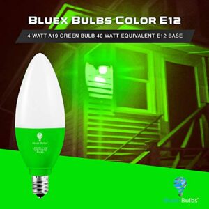 2 Pack BlueX LED Candle Green Light Bulb - 4W (40Watt Equivalent) - E12 Base Green LED Green Bulb, Party Decoration, Porch, Home Lighting, Holiday Lighting, Chandelier Light Bulbs, Candelabra Bulbs