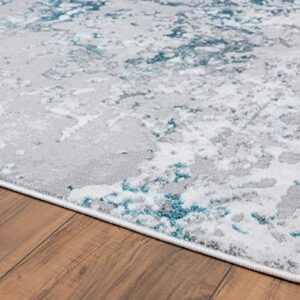 Dara Antik Abstract Pattern Turquoise 2x3 Contemporary Modern Area Rug