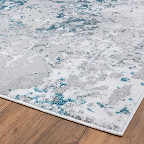 Dara Antik Abstract Pattern Turquoise 2x3 Contemporary Modern Area Rug