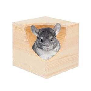 pet chinchilla hut hideout natural wooden small animal hideout for chinchilla squirrel sugar gliders (a)…