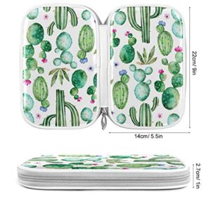 ZZKKO Cactus Succulent Pencil Bag Case Zipper Pencil Holder Organizer Stationary Pen Bag Cosmetic Makeup Bag Pouch Purse for School Office Supplies