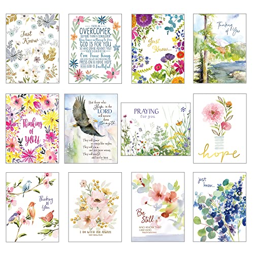 Pack of 12 Assorted “Simple Blessings” Thinking of You Greeting Cards with scripture