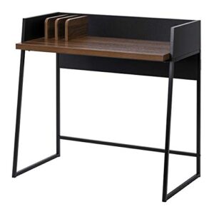 spirich small computer desk with hutch 35 inches,home office writing desk with hutch for small spaces, walnut finish