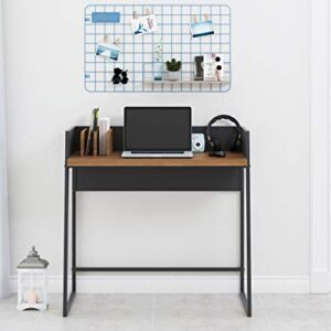 Spirich Small Computer Desk with Hutch 35 inches,Home Office Writing Desk with Hutch for Small Spaces, Walnut Finish