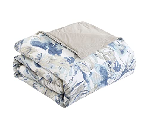 Tommy Bahama - King Comforter Set, Reversible Cotton Bedding with Matching Shams & Bonus Throw Pillows, All Season Home Decor (Raw Coast Blue, King)