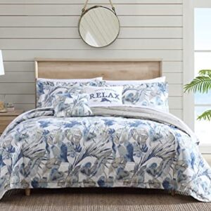 Tommy Bahama - King Comforter Set, Reversible Cotton Bedding with Matching Shams & Bonus Throw Pillows, All Season Home Decor (Raw Coast Blue, King)