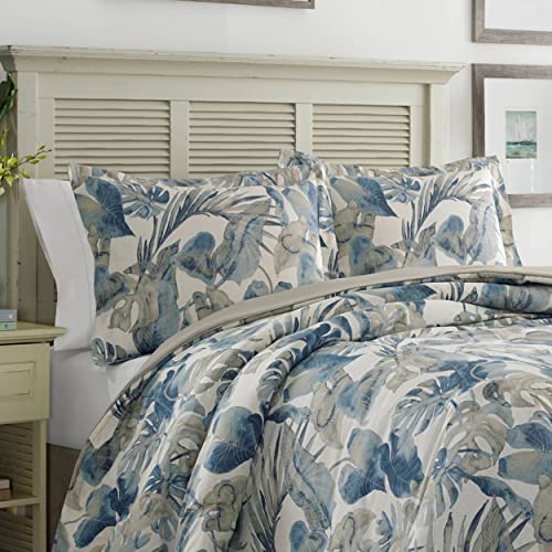 Tommy Bahama - King Comforter Set, Reversible Cotton Bedding with Matching Shams & Bonus Throw Pillows, All Season Home Decor (Raw Coast Blue, King)