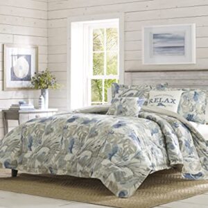 Tommy Bahama - King Comforter Set, Reversible Cotton Bedding with Matching Shams & Bonus Throw Pillows, All Season Home Decor (Raw Coast Blue, King)