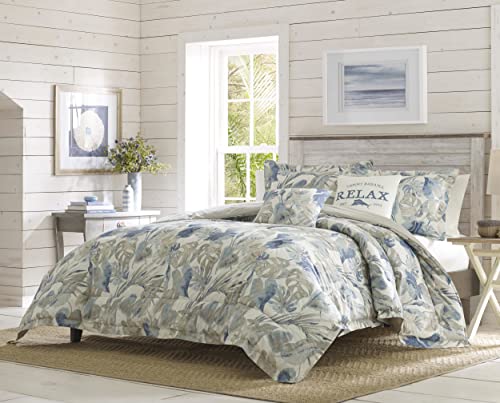 Tommy Bahama - King Comforter Set, Reversible Cotton Bedding with Matching Shams & Bonus Throw Pillows, All Season Home Decor (Raw Coast Blue, King)