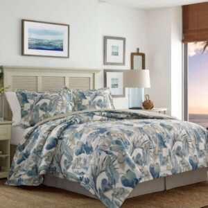 Tommy Bahama - King Comforter Set, Reversible Cotton Bedding with Matching Shams & Bonus Throw Pillows, All Season Home Decor (Raw Coast Blue, King)