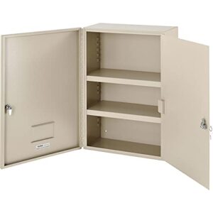 global industrial medium narcotics cabinet, double door & door lock, 16" w x 8" d x 24" h, beige