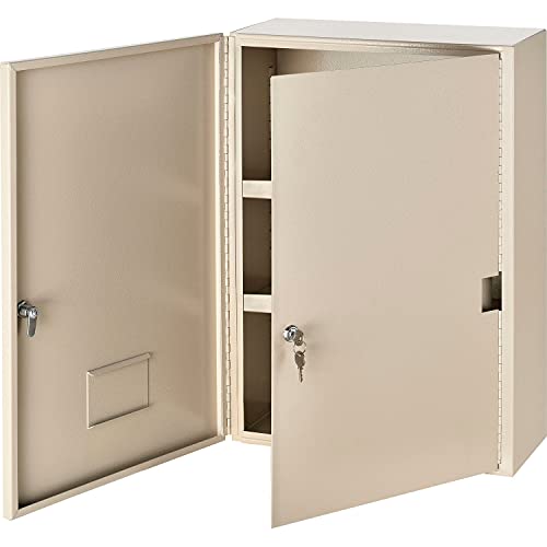 Global Industrial Medium Narcotics Cabinet, Double Door & Door Lock, 16" W x 8" D x 24" H, Beige