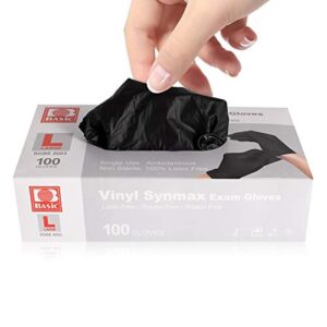 Disposable Medical Black Vinyl Exam Gloves Industrial Gloves - Latex-Free & Powder-Free 100PCS (BK-Large)