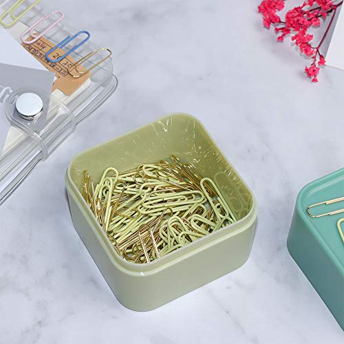 MultiBey Paper Clips Medium Paperclips Holder Built-in Magnetic Dispenser for Office Supplies Desk Organizer, 100 Clips per Box (Green)