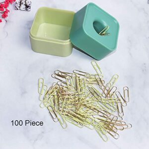 MultiBey Paper Clips Medium Paperclips Holder Built-in Magnetic Dispenser for Office Supplies Desk Organizer, 100 Clips per Box (Green)