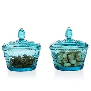 g candy jars with lids set of 2 small embossed glass candy dish bowl jewelry box food decorative cute jar multi-purpose decorative jar seasoning glass candy jar