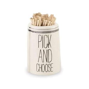 mud pie pick choose toothpick holder, 2 1/4" x 1 1/2" dia