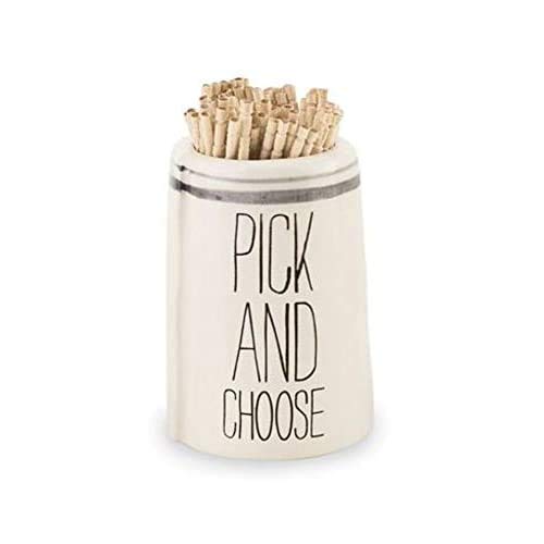 Mud Pie Pick Choose Toothpick Holder, 2 1/4" x 1 1/2" dia