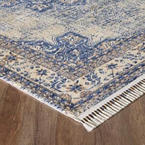 LUXE WEAVERS Otika 8693 Modern Oriental Premium Blue Area Rug 8x10, Geometric Fringe Rug