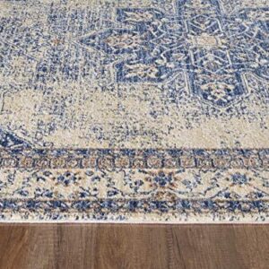 LUXE WEAVERS Otika 8693 Modern Oriental Premium Blue Area Rug 8x10, Geometric Fringe Rug