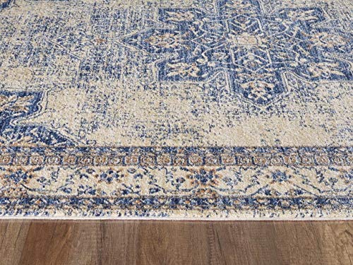 LUXE WEAVERS Otika 8693 Modern Oriental Premium Blue Area Rug 8x10, Geometric Fringe Rug