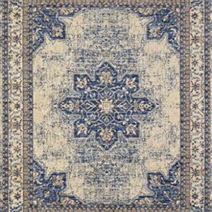 LUXE WEAVERS Otika 8693 Modern Oriental Premium Blue Area Rug 8x10, Geometric Fringe Rug