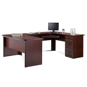 realspace® broadstreet 65"w u-shaped executive desk, cherry