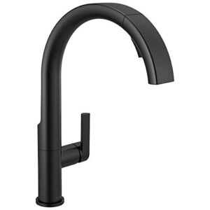 delta faucet keele matte black kitchen faucet black, kitchen faucets with pull down sprayer, kitchen sink faucet, faucet for kitchen sink, magnetic docking spray head, matte black 19824lf-bl