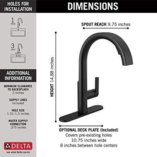 Delta Faucet Keele Matte Black Kitchen Faucet Black, Kitchen Faucets with Pull Down Sprayer, Kitchen Sink Faucet, Faucet for Kitchen Sink, Magnetic Docking Spray Head, Matte Black 19824LF-BL