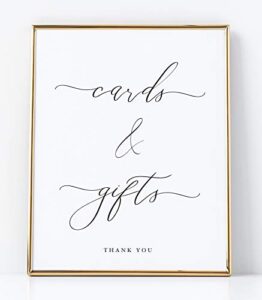 cards and gifts sign for wedding ceremony and reception white sign with black lettering printed on professional thick linen cardstock white wedding decoration unframed elegant minimalist style