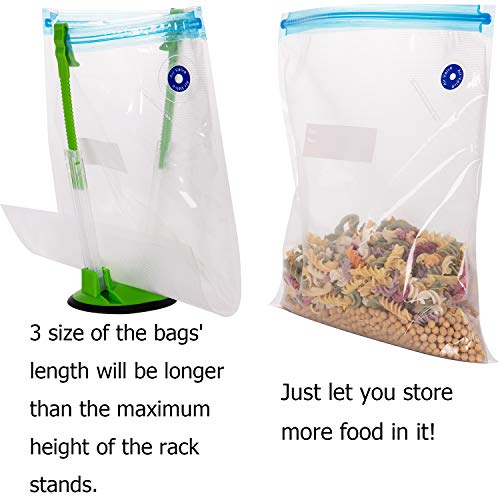 KTDADA Baggy Rack Food Storage Bags Clip Bag Holder Stand plastic Freezer Bag 4 Colors Holder and 5 bags of different sizes