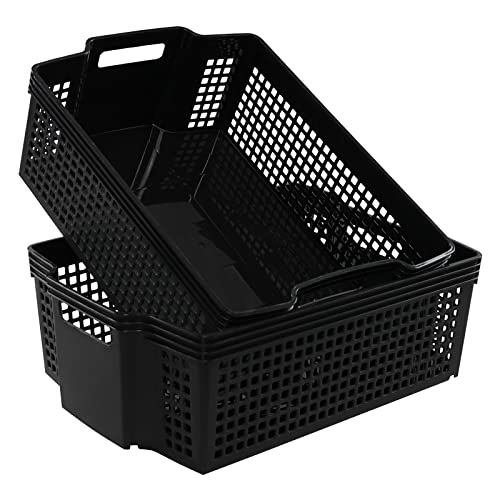 Tstorage Large Storage Basket, Stackable Open Storage Bin, Black, Pack of 2, F