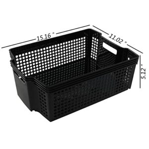 Tstorage Large Storage Basket, Stackable Open Storage Bin, Black, Pack of 2, F