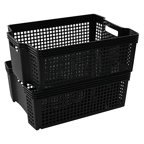 Tstorage Large Storage Basket, Stackable Open Storage Bin, Black, Pack of 2, F