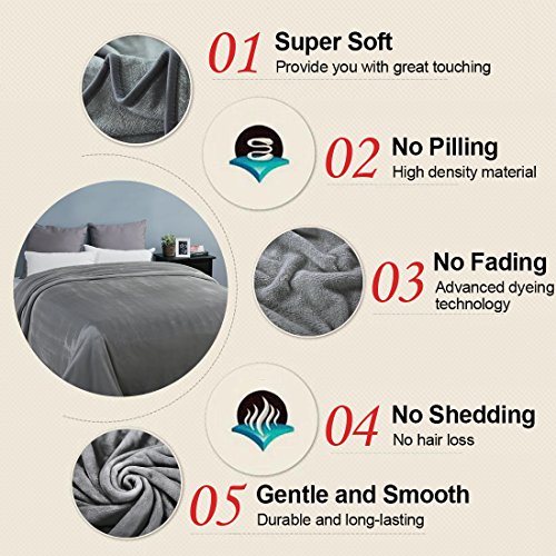 Soft Blanket Warm Fuzzy Microplush Lightweight Thermal Fleece Blankets for Couch Bed Sofa,California King102X108Inch,Gray