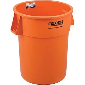 global industrial 55 gallon plastic trash can, bright orange