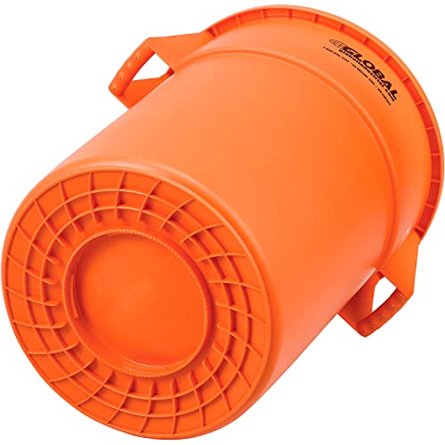 Global Industrial 55 Gallon Plastic Trash Can, Bright Orange