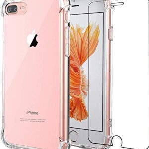 Folmeikat Compatible with iPhone 8 Plus Case, iPhone 7 Plus/iPhone 6 Plus/6s Plus Case Screen Protector Slim Shock Absorption Reinforced Corner Soft TPU Silicone Clear Case 5.5" (Clear)