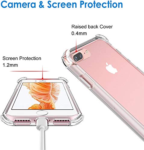 Folmeikat Compatible with iPhone 8 Plus Case, iPhone 7 Plus/iPhone 6 Plus/6s Plus Case Screen Protector Slim Shock Absorption Reinforced Corner Soft TPU Silicone Clear Case 5.5" (Clear)