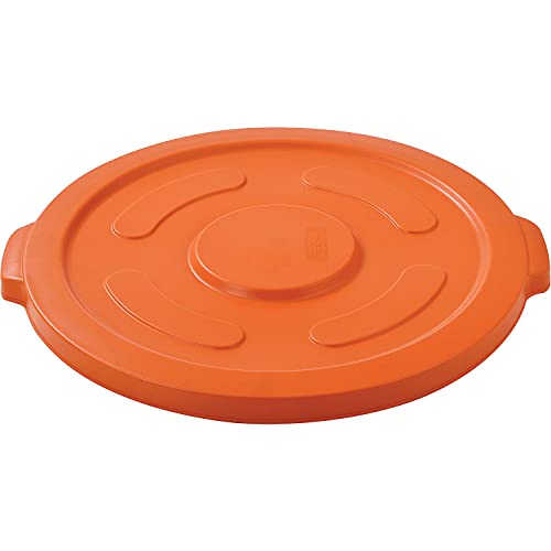 Global Industrial 55 Gallon Plastic Trash Can Lid, Bright Orange