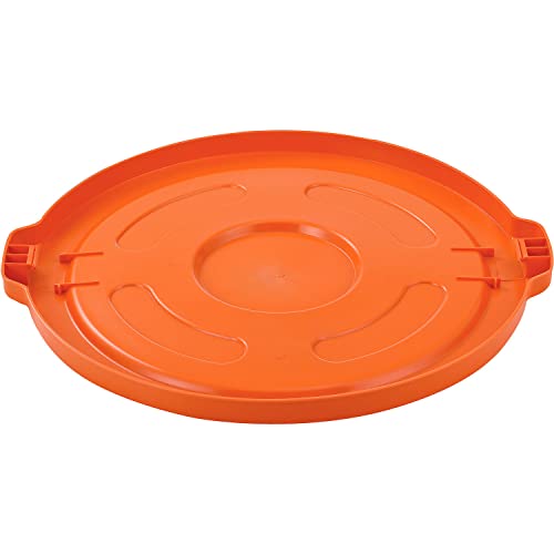 Global Industrial 55 Gallon Plastic Trash Can Lid, Bright Orange