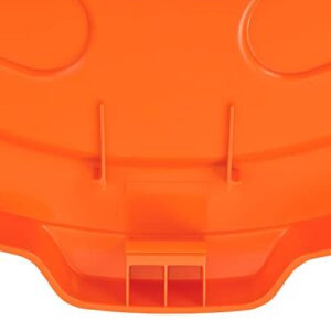 Global Industrial 55 Gallon Plastic Trash Can Lid, Bright Orange