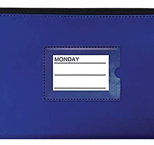 7 Pack, 7 days Zipper Security Bank Deposit Bag, Clear Window & 14 Insert Cards (Mon - Sun + Blank), by Better Office Products, Leatherette, 11.25" x 6.25", Cash Bag, Utility Pouch, Assorted 7 Colors